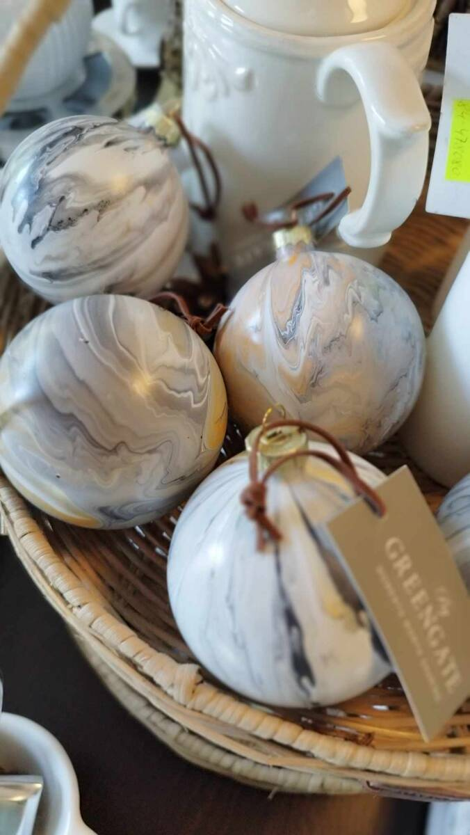 Greengate Bombka szklana Christmas Ball Drew grey marble wzór marmur ...
