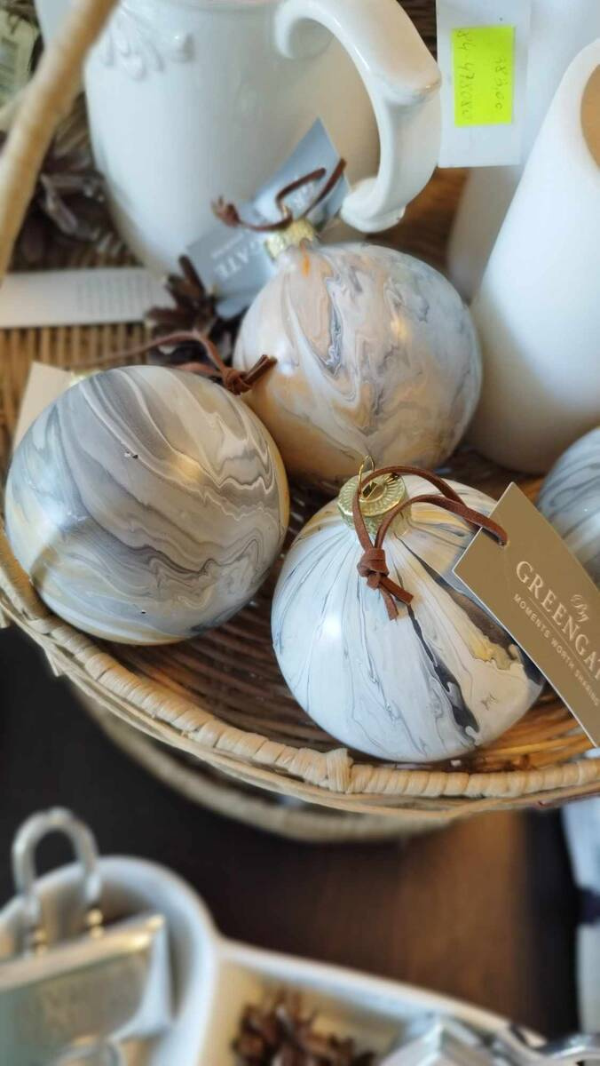 Greengate Bombka szklana Christmas Ball Drew grey marble wzór marmur ...